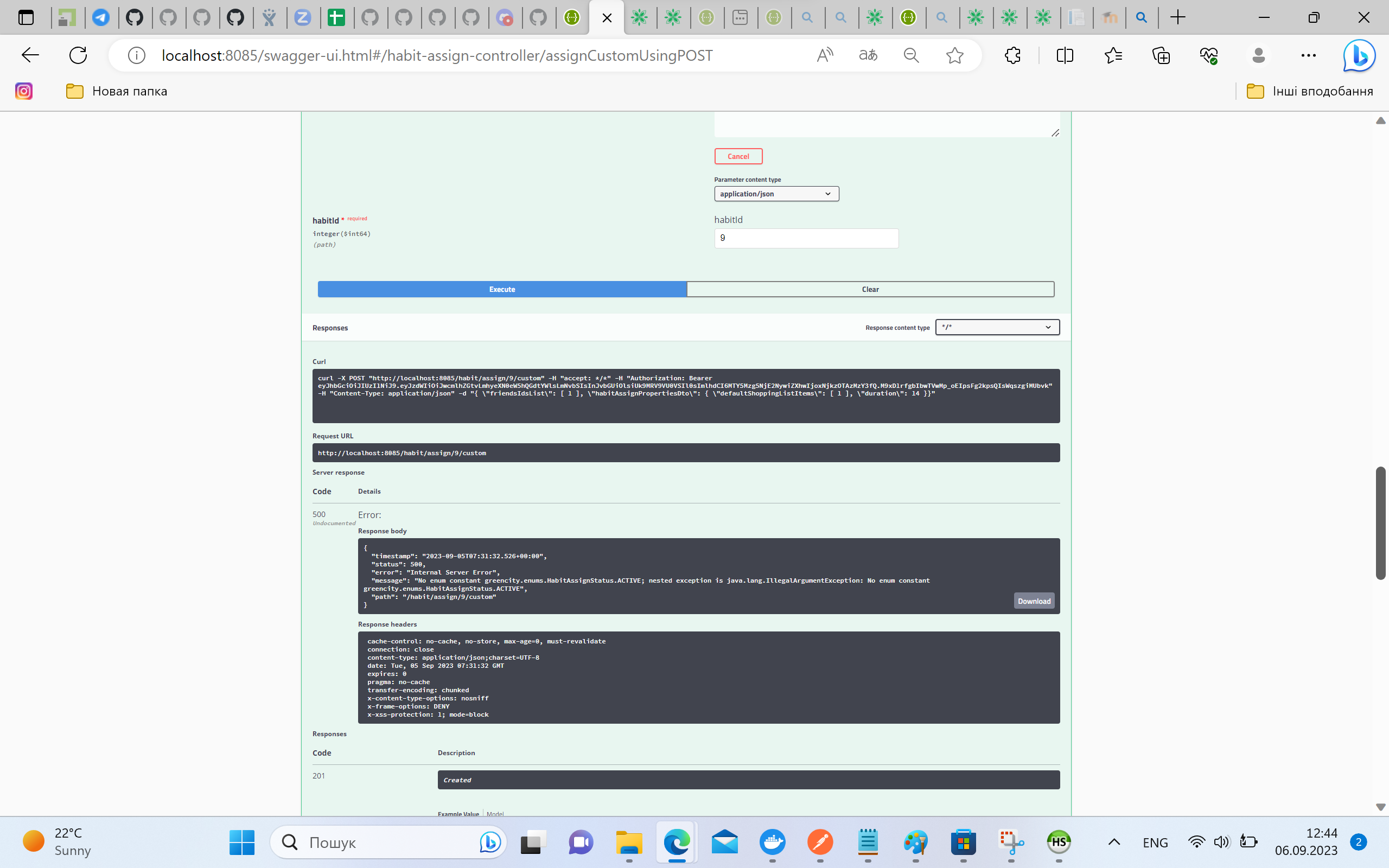 [Habit-Assign POST/habit/assign/{habitId}/custom] User cannot assign a habit in ACTIVE status ...