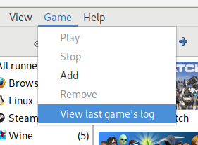 Bring back "View last game's log" · Issue #1509 · lutris/lutris · GitHub