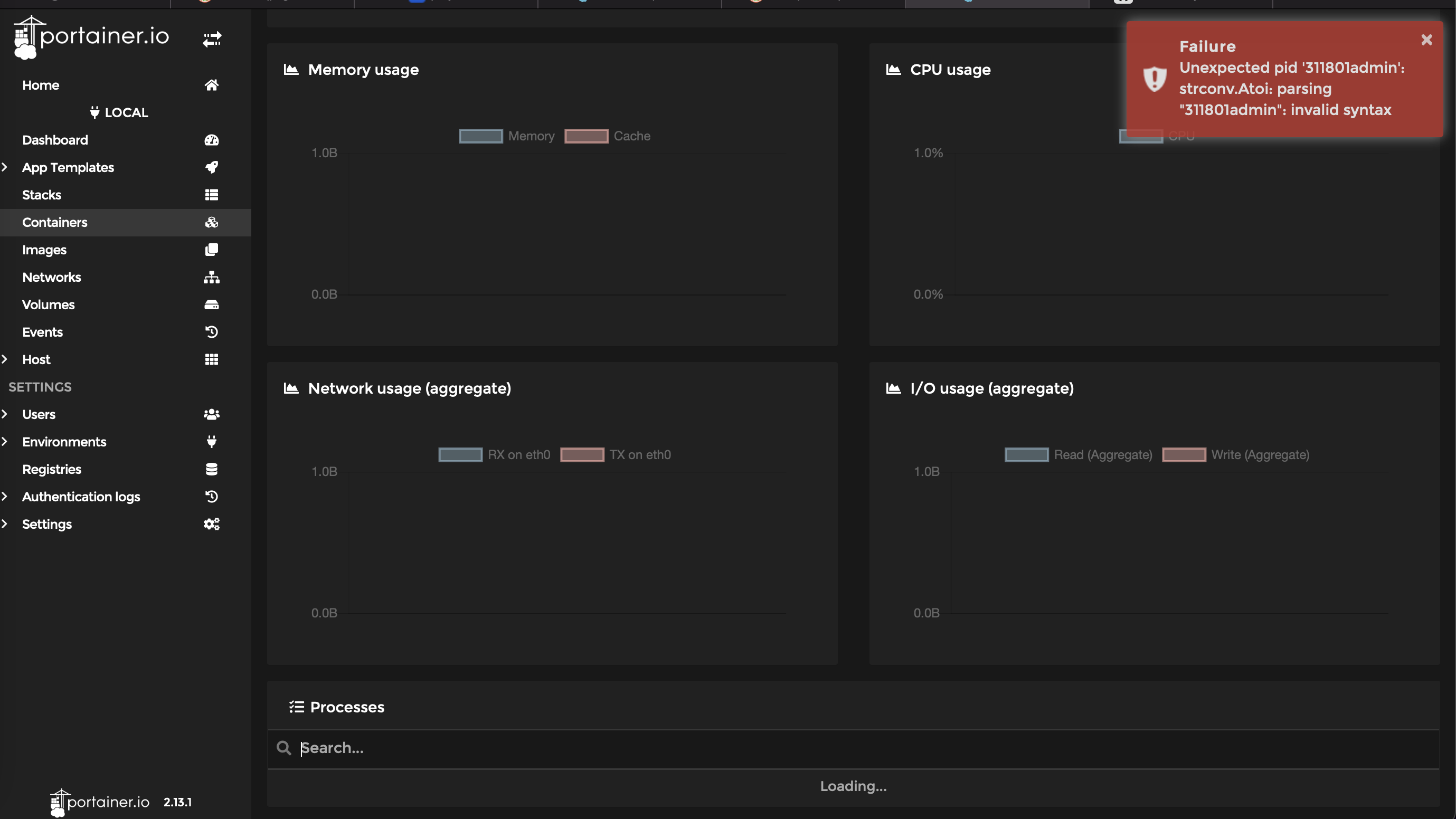 No memory and CPU stats · Issue #4818 · portainer/portainer · GitHub