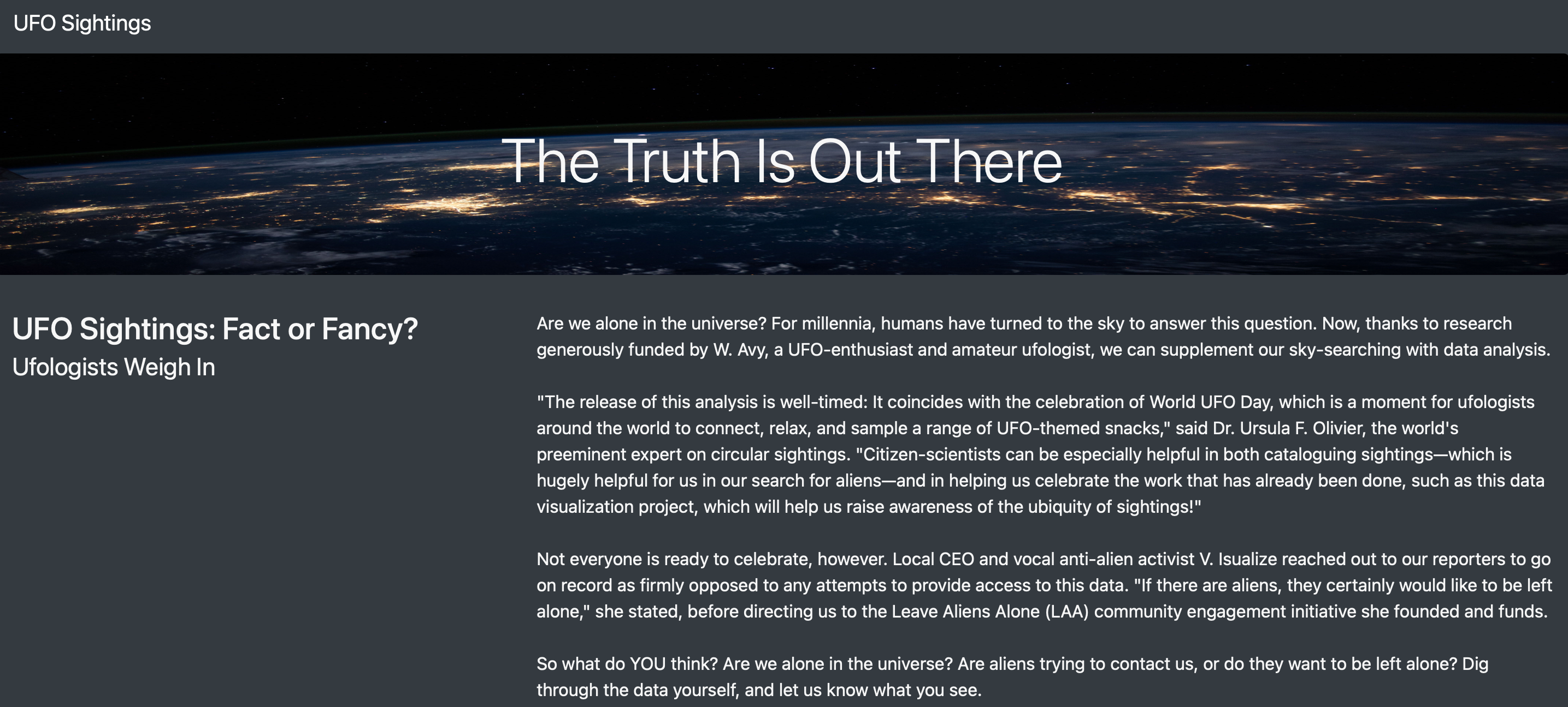 GitHub - nataliepoorcreations/UFOs: Reconfigured a webpage providing a more in-depth analysis of ...