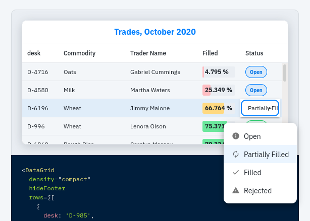 [website] Data Grid status column too narrow on the product demo ...