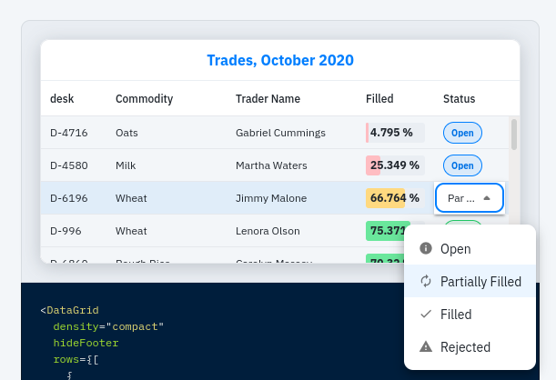 [website] Data Grid status column too narrow on the product demo ...