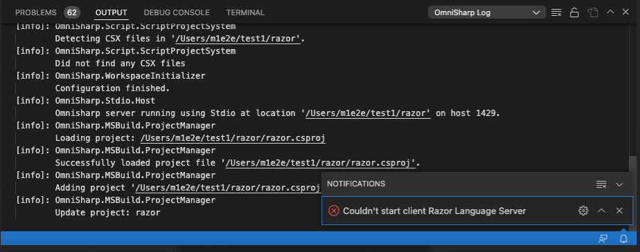 Some problems occurred when opening razor in VScode · Issue #5248 · dotnet/vscode-csharp · GitHub