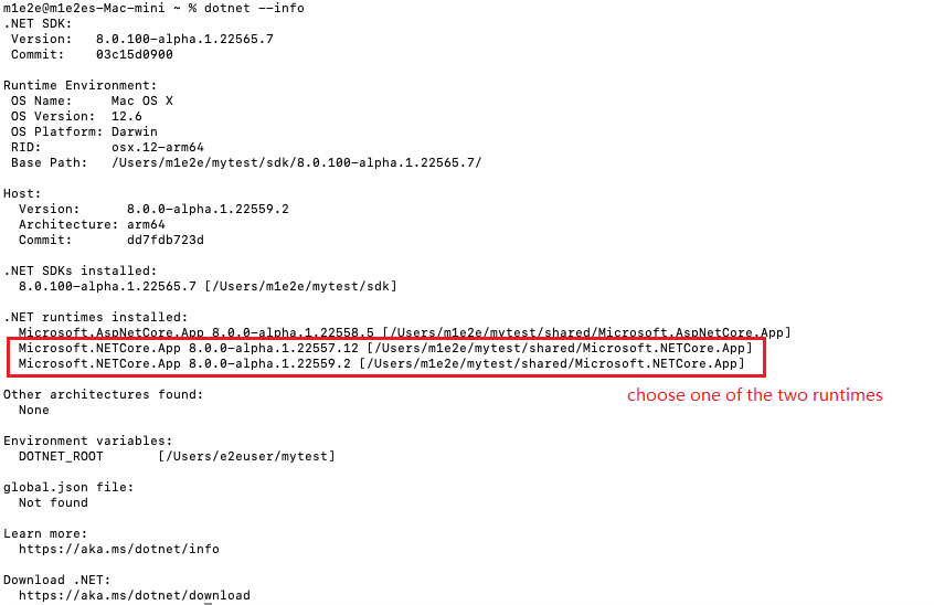 [NETE2ESDK] With .NET 8.0 SDK pkg installed on MAC, showing a redundant .NET Runtime · Issue ...