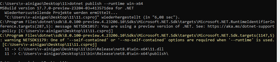 Netsdke2e Loc Vs64 With Net 8 Preview 3 Sdk Installed On German Os Warning Description Is 3904