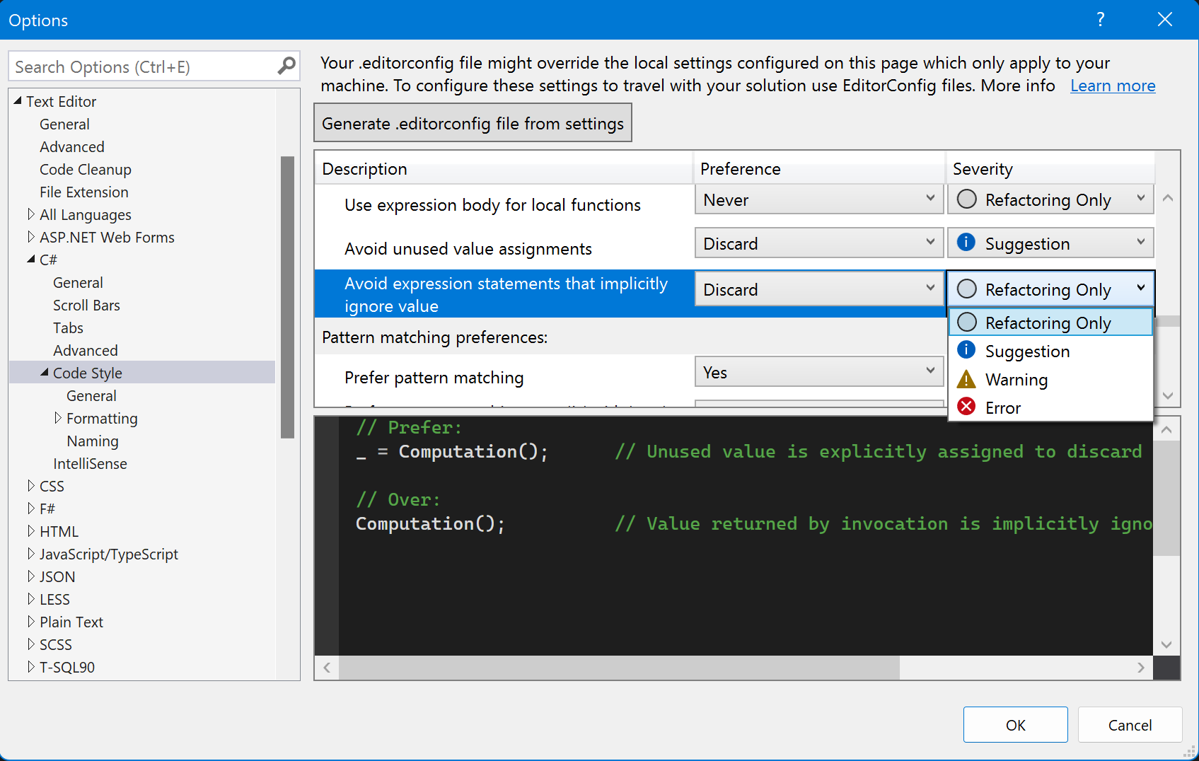 Show warning if function return value is not used · Issue #61420 · dotnet/roslyn · GitHub