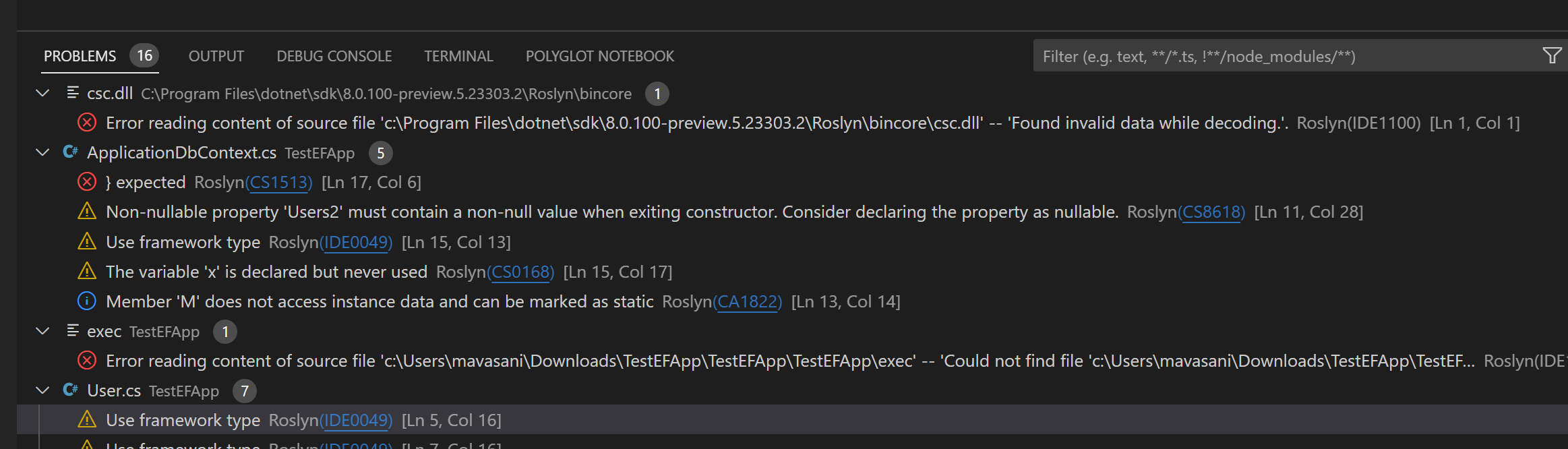 Enabling solution wide analysis attempts to compute diagnostics for non-source files · Issue ...