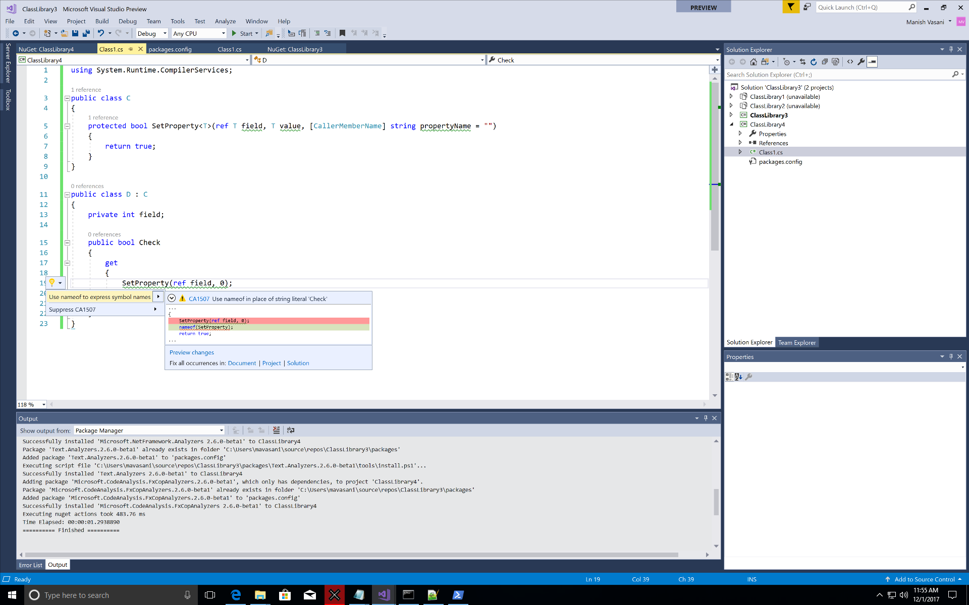 Issue With Nameof Analyzer Ca1507 For Parameters With