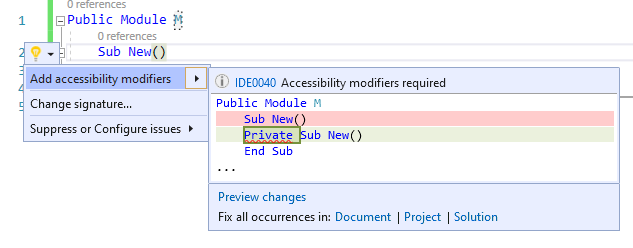 IDE0040 (add accessibility modifiers) false positive for VB module constructor · Issue #45962 ...