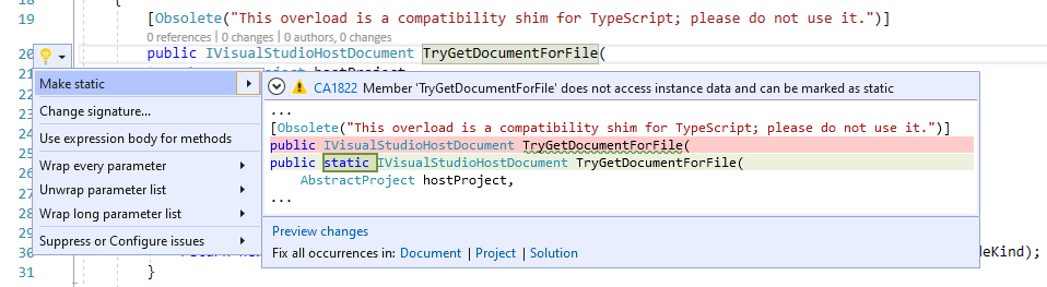 CA1822 should not fire for obsolete APIs · Issue #3857 · dotnet/roslyn-analyzers · GitHub