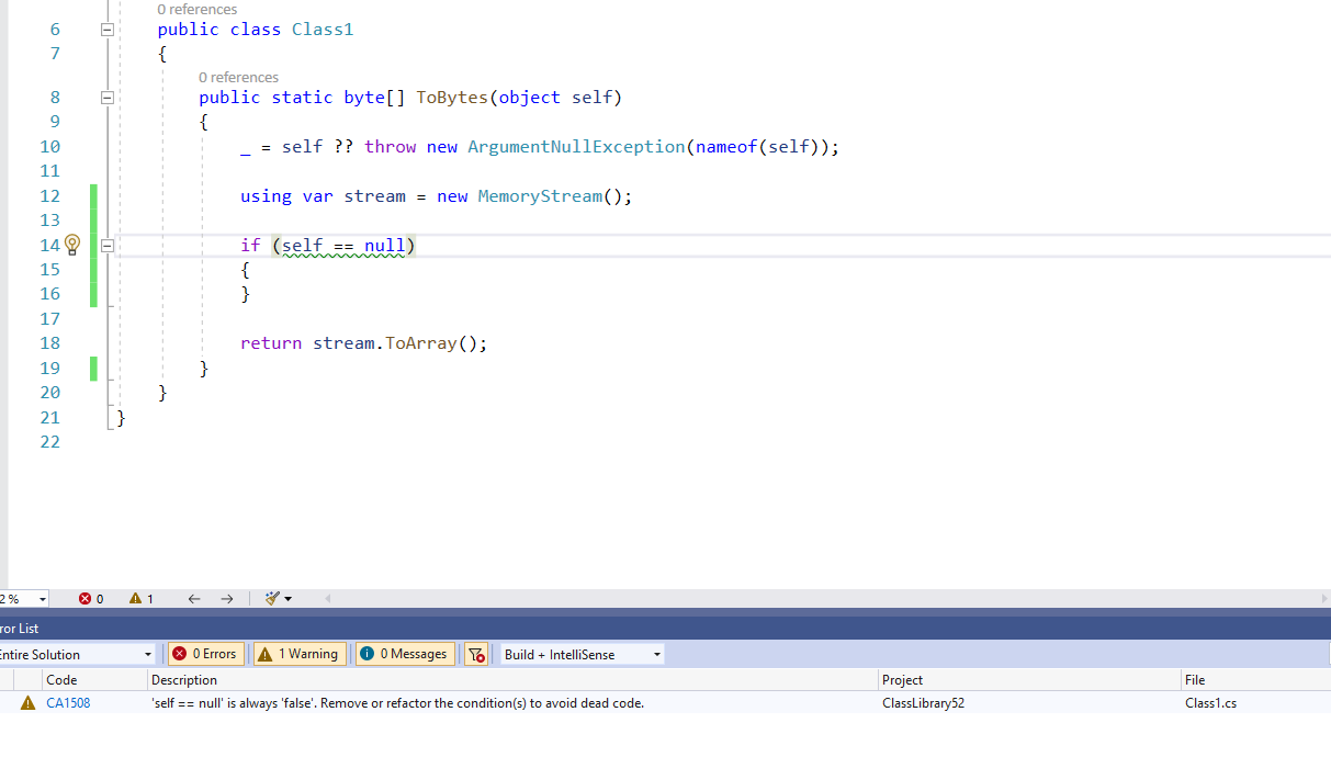 CA1508 forces to refactor condition - but there is none · Issue #4140 ...