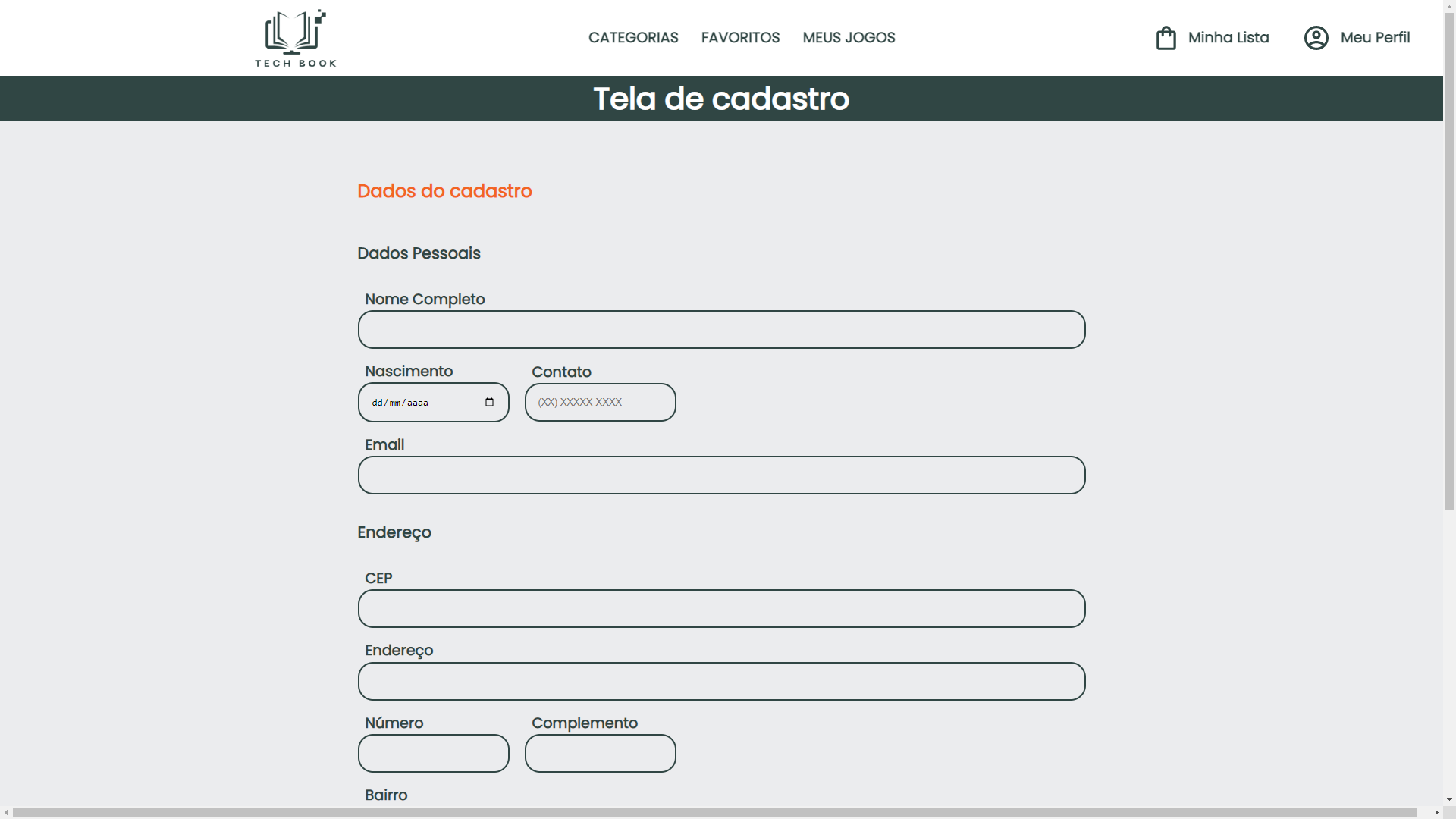 GitHub - abelardojr0/Tech-Book: Formulário com Consulta de CEP