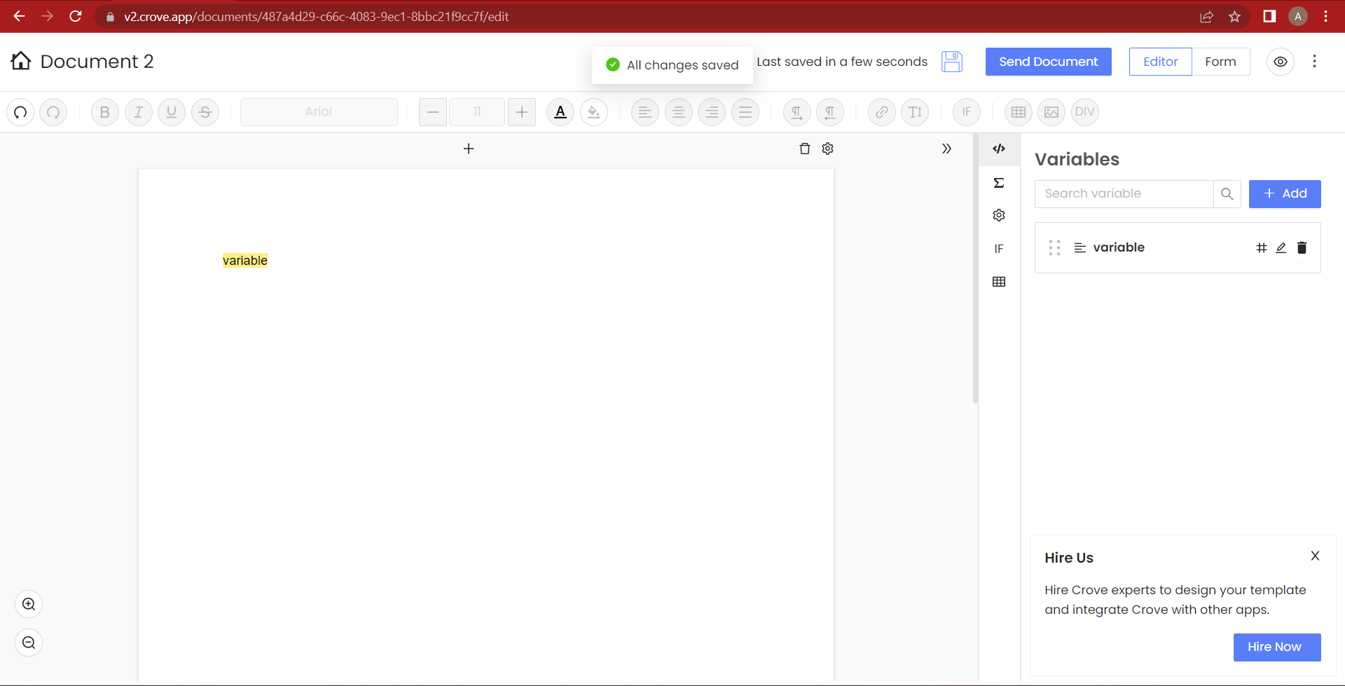 [BUG] Configuration error in Crove's update document action when document id from previous step ...