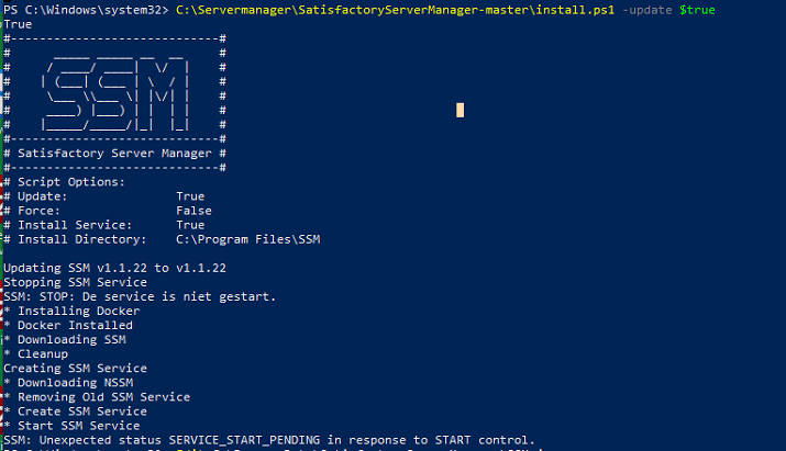 SatisfactoryServerManager service constantly changing status from starting to running to ...