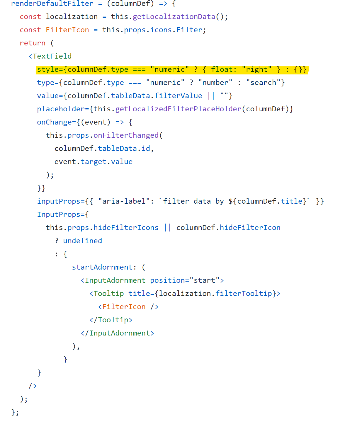 Numeric Column Filter Aligns Only To The Right · Issue 2264 · Mbrnmaterial Table · Github