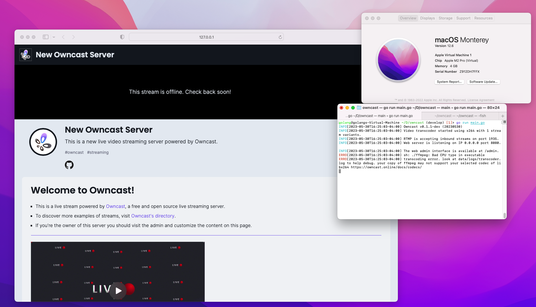 [bug] macOS 0.1.0 release doesn't run on arm macs · Issue #3056 · owncast/owncast · GitHub