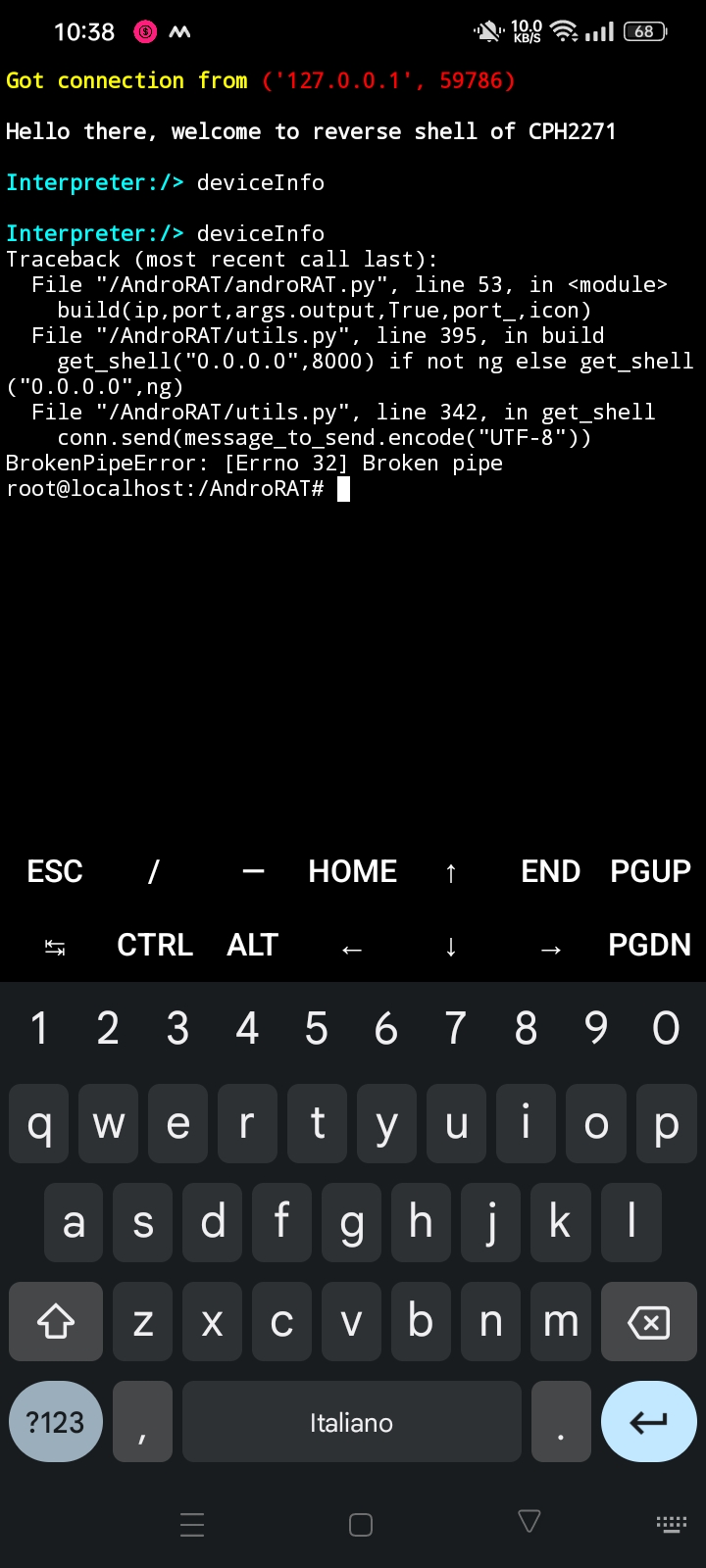 Traceback (most recent call last): File "/data/data/com.termux/files/home/AndroRAT/androRAT.py ...