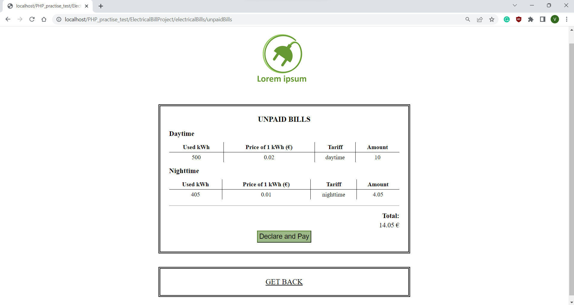 GitHub - ViktorijaMart/electrical-bill-app