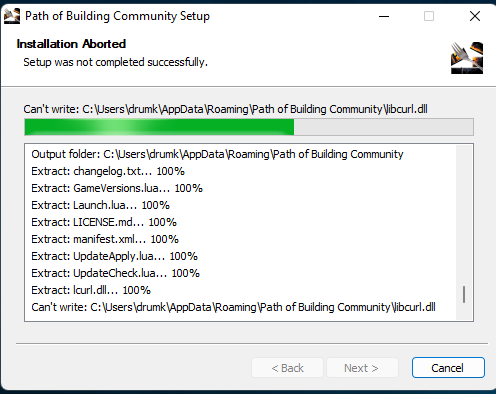 Can't Write libcurl.dll · Issue #4387 · PathOfBuildingCommunity/PathOfBuilding · GitHub