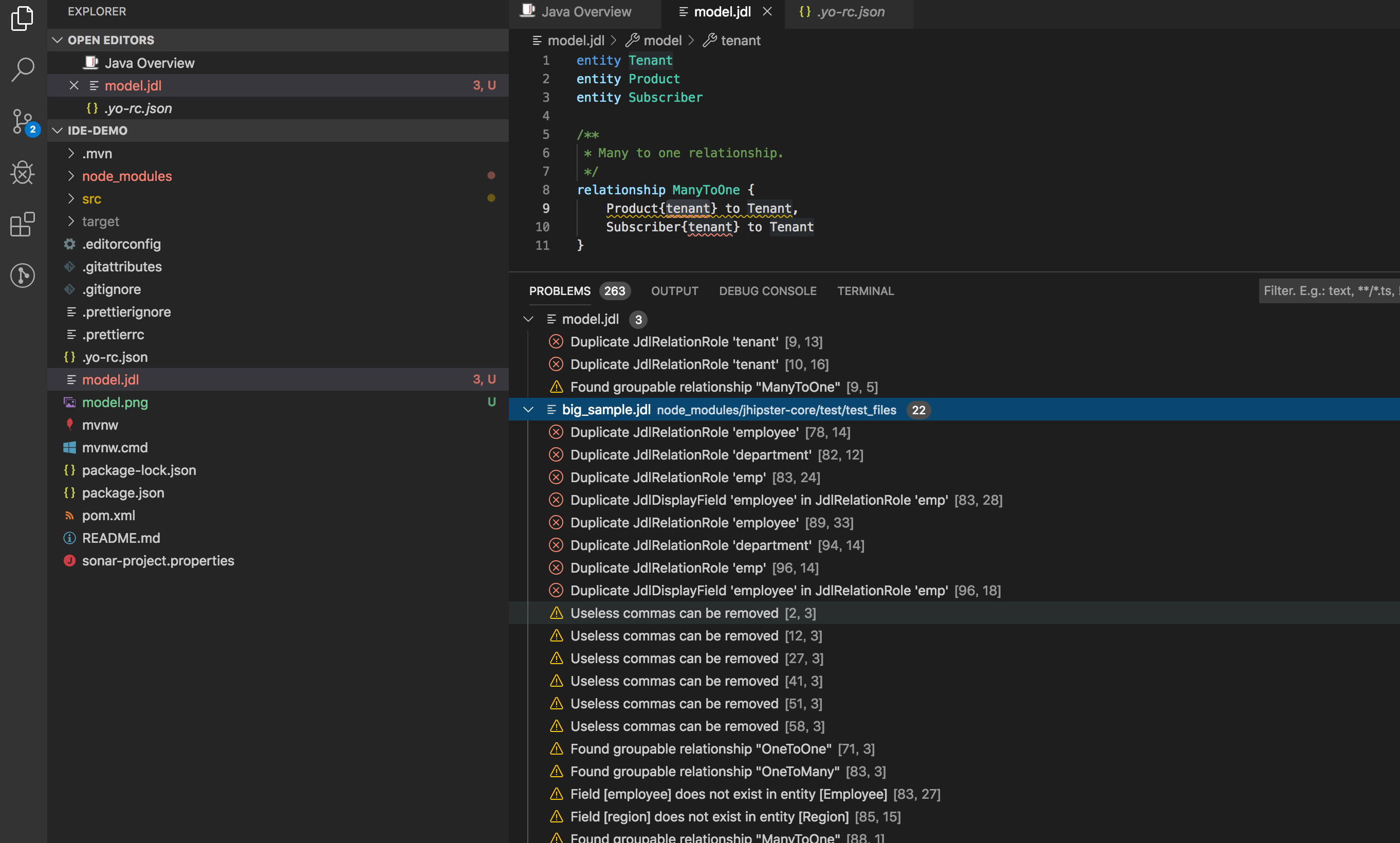 Two entities relation to same entity, report "Duplicate JdlRelationRole ...