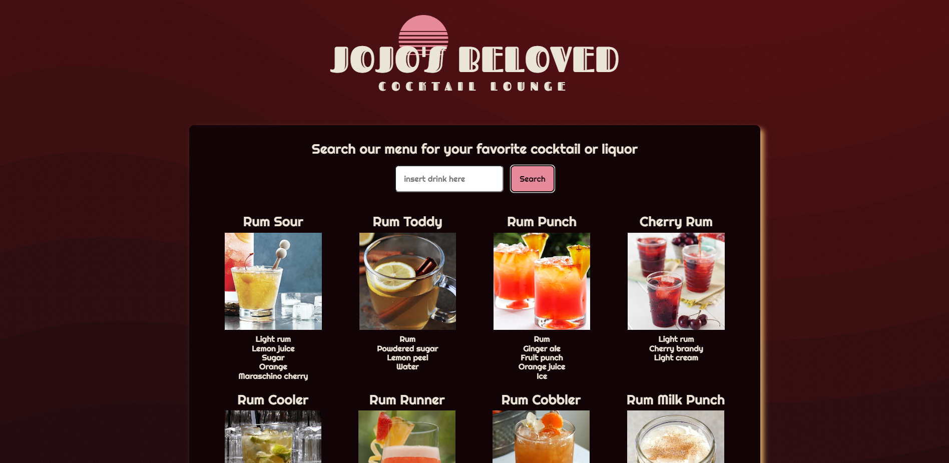 GitHub - HunterPadgett/cocktail-api-project