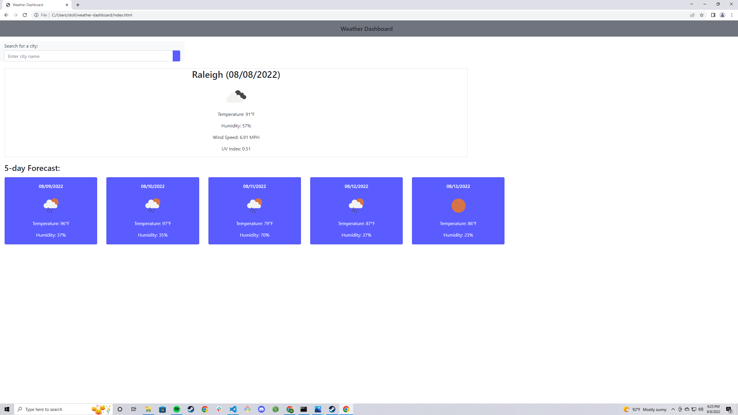 GitHub - MikeStolley/weather-dashboard