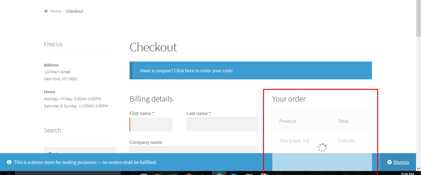Design conflict on Checkout page with demo store notice · Issue #615 ...