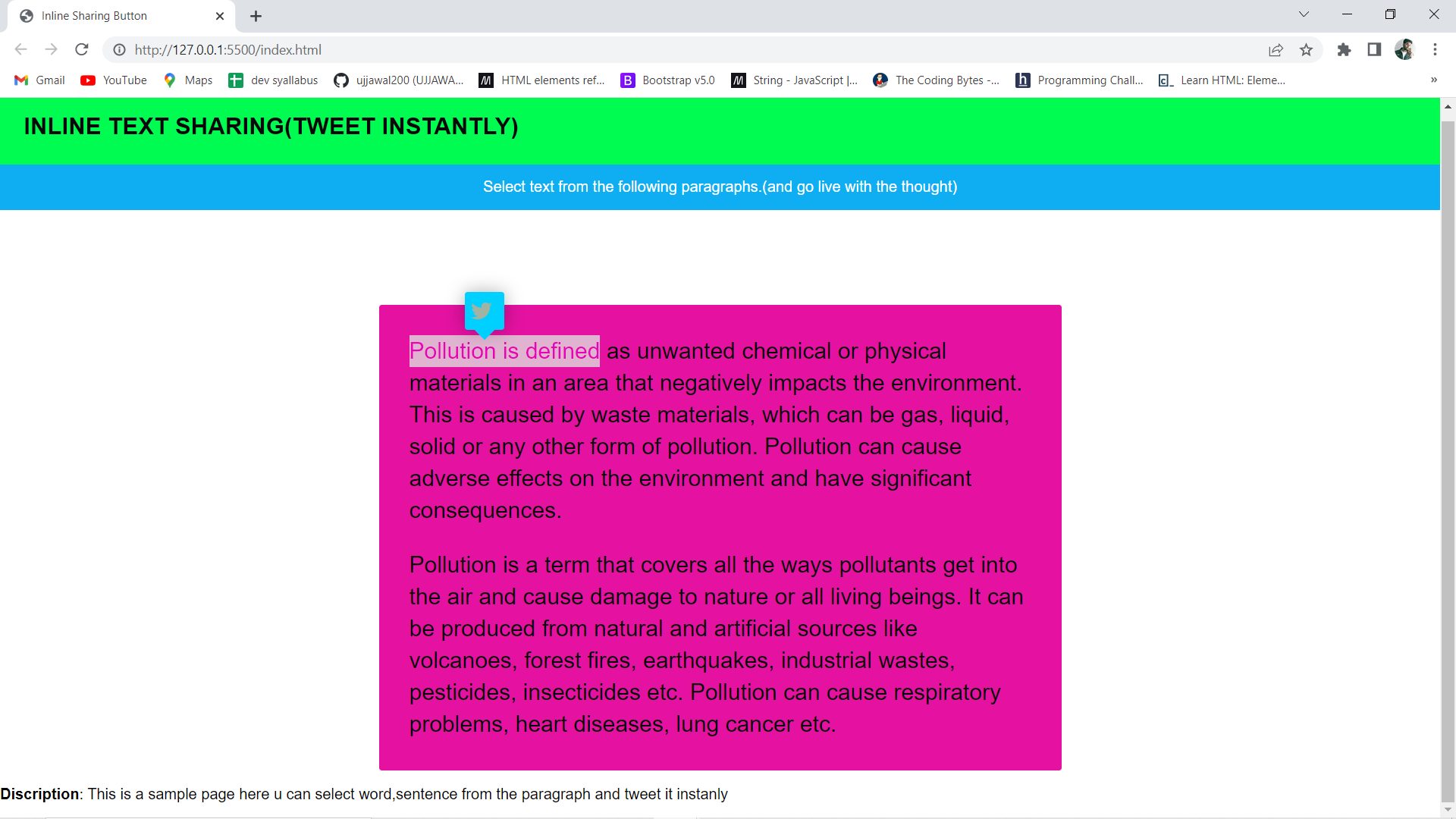 GitHub - ujjawal200/INLINE-TEXT-SHARING: 1. Allow the user to select any text on an article 2 ...