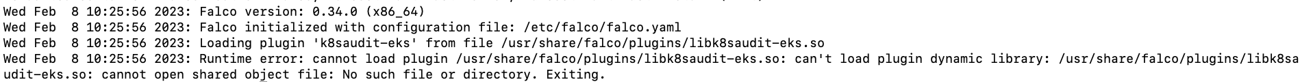 plugin "k8saudit-eks" No such file or directory. Exiting. issue · Issue #2395 · falcosecurity ...