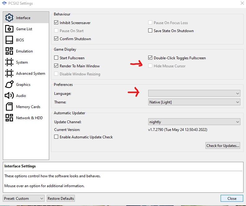 [BUG]: (Qt) Can't change language and check "hide cursor" · Issue #6167 ...