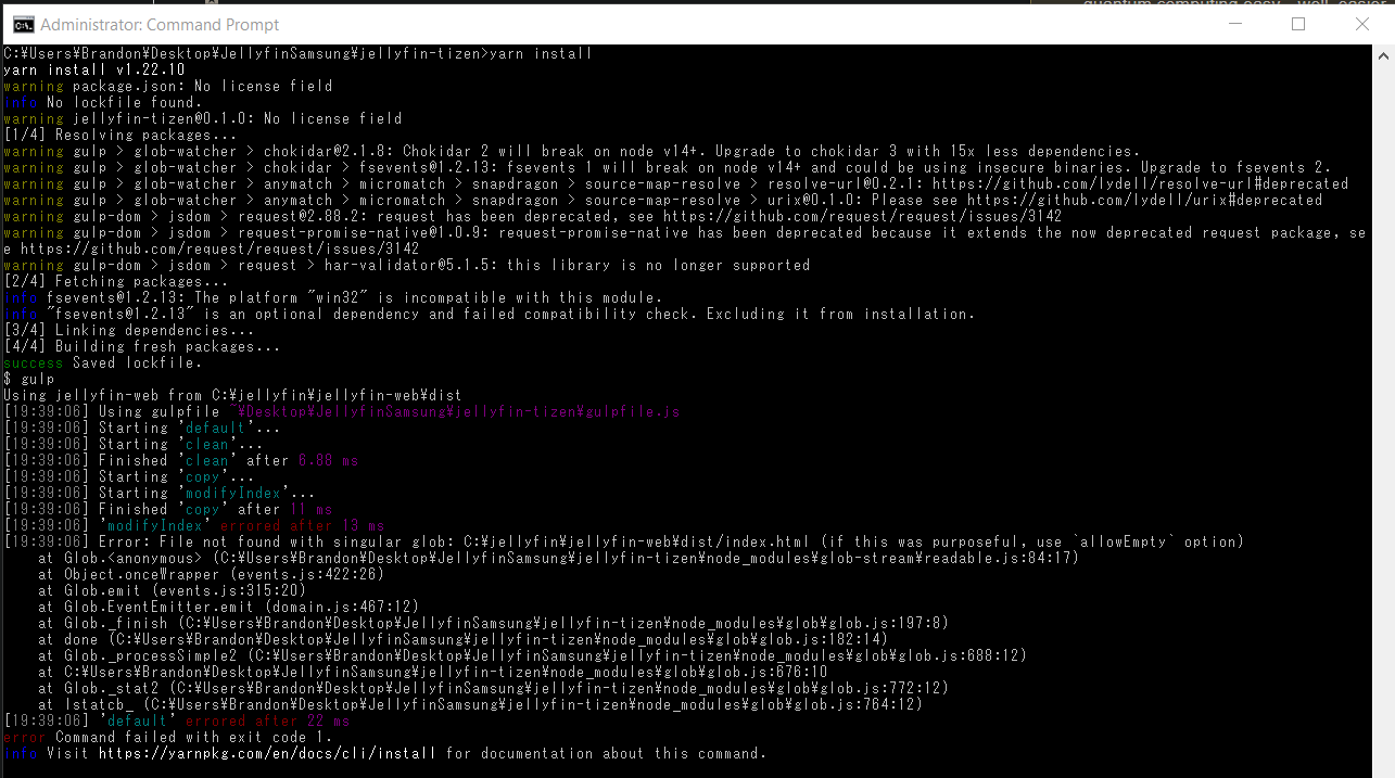 gulpfile.js does not build locale safe file paths? · Issue #63 · jellyfin/jellyfin-tizen · GitHub