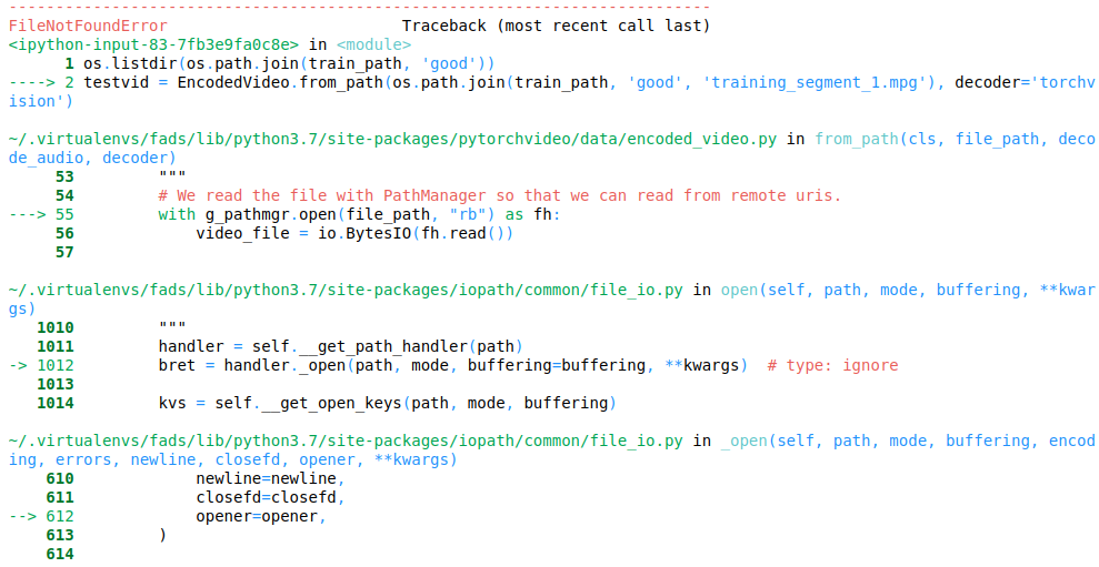 EncodedVideo.from_path() returns No such file in Python 3.7.6 · Issue #178 · facebookresearch ...