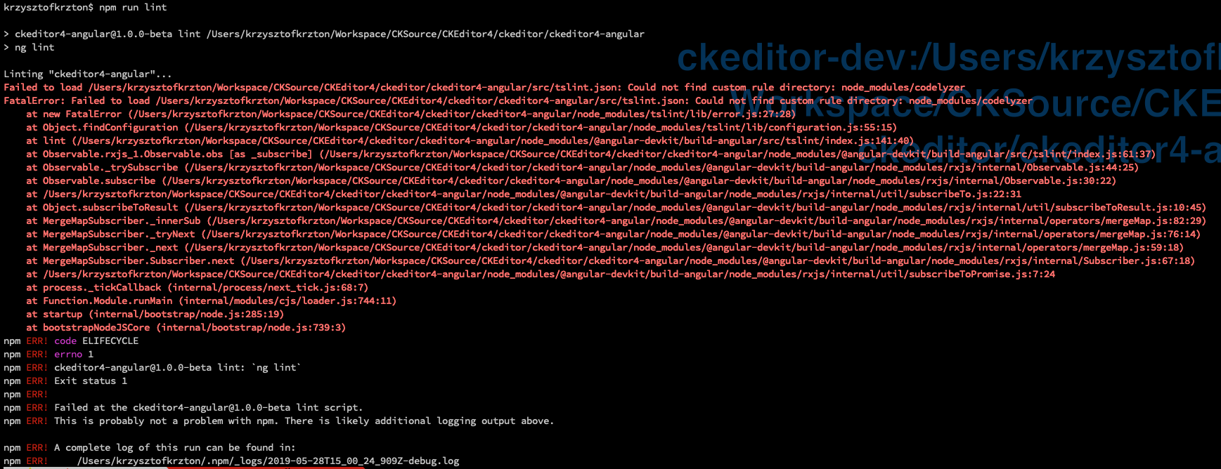 Linting Command Throws An Error · Issue 30 · Ckeditor Ckeditor4 Angular · Github