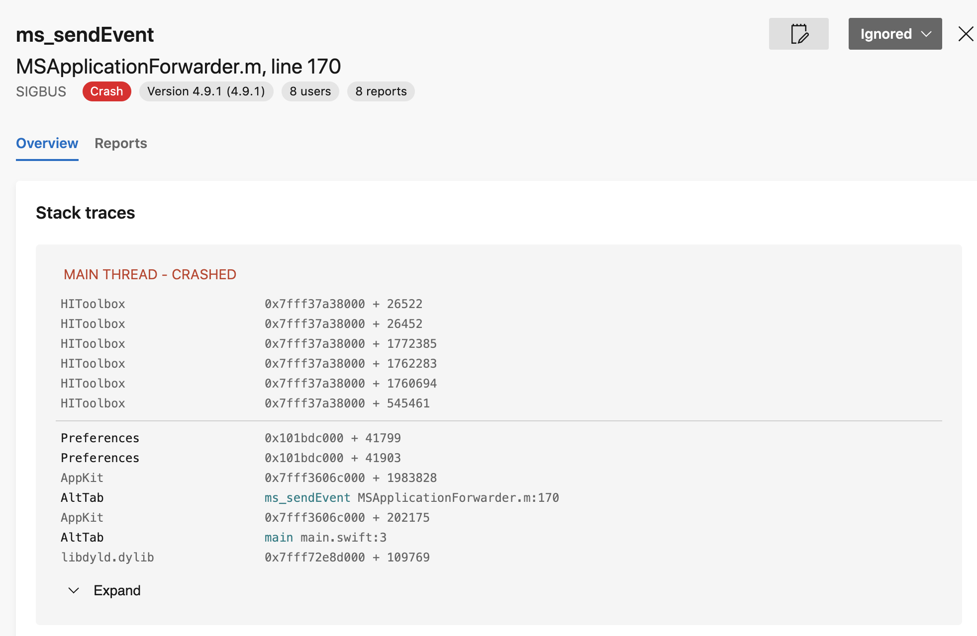 Unactionable crash reports · Issue #2137 · microsoft/appcenter-sdk-apple · GitHub