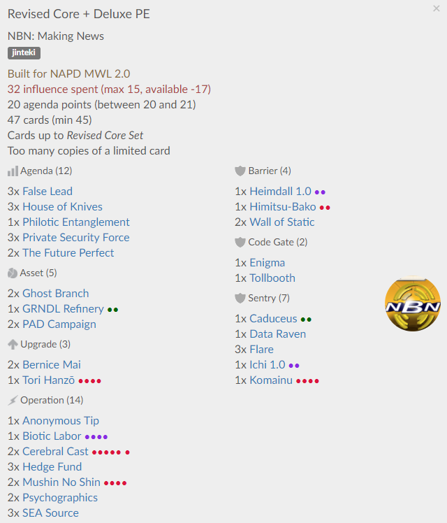 Contents of decks changed after resolution of #175 · Issue #176 · NetrunnerDB/netrunnerdb · GitHub