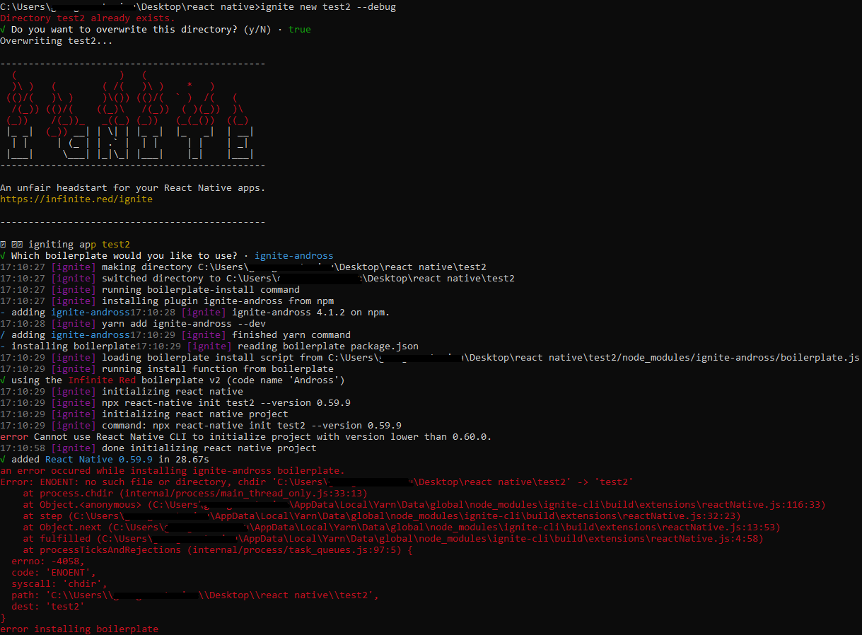 Ignite new app does not work · Issue #1380 · infinitered/ignite · GitHub