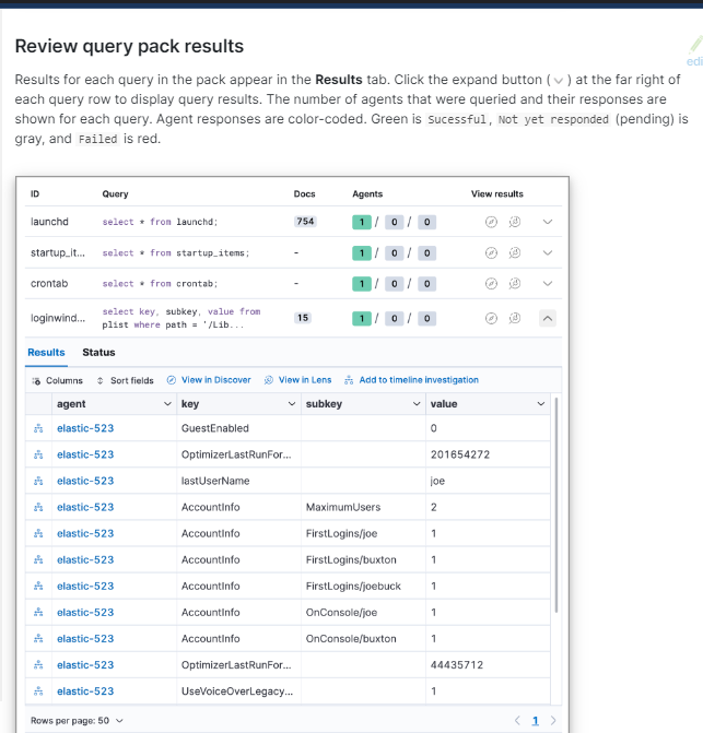 [BUG] Information for `View Results of Packs` under `View or Rerun Previous Live Queries` is ...