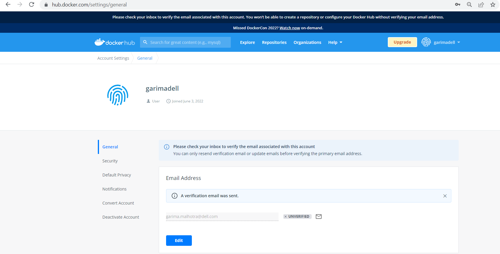 No verification email received · Issue #1226 · docker/hub-feedback · GitHub