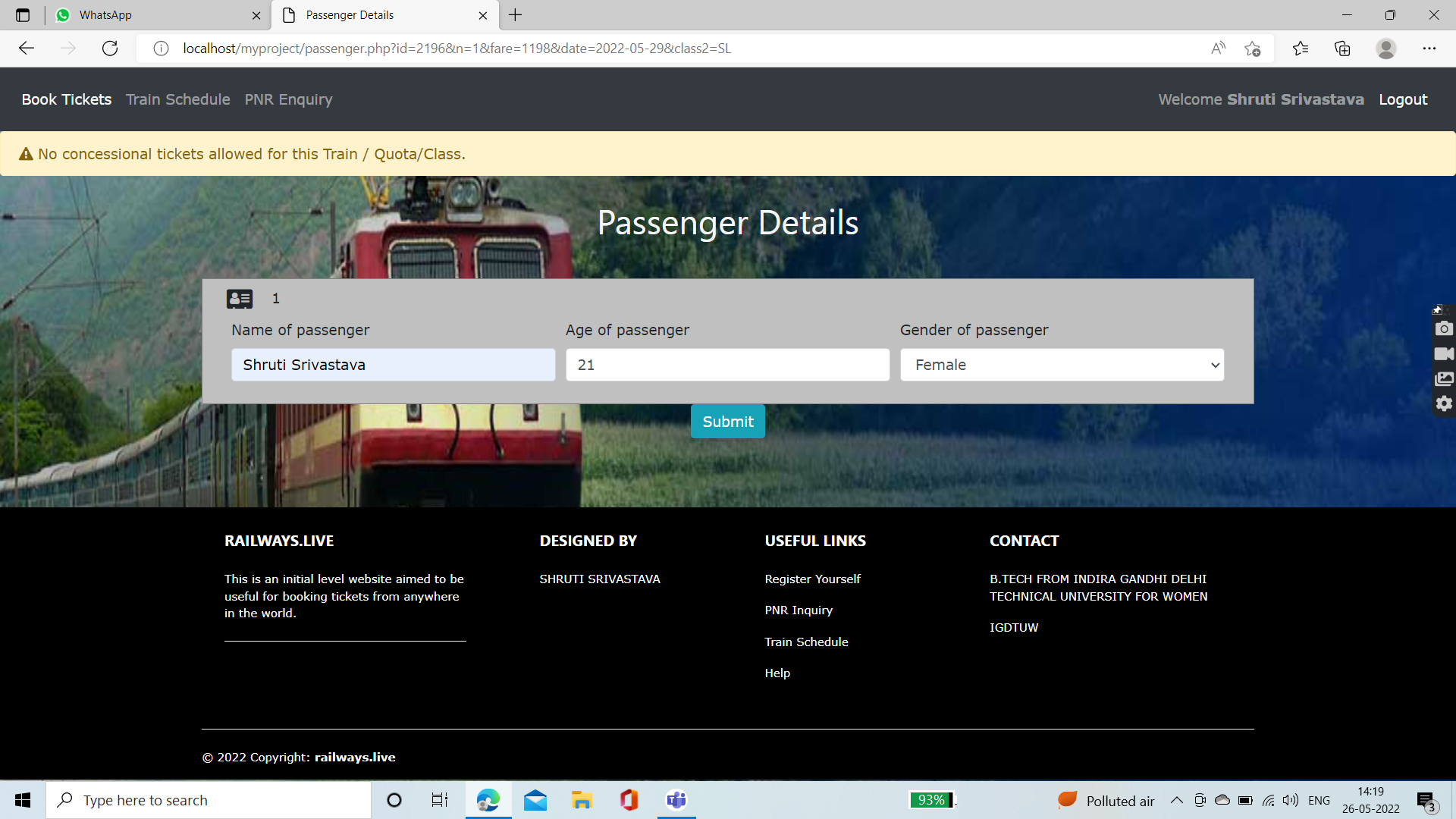 GitHub - Adityasrivastava3615/RAILTECH-RAILWAY-TICKET-BOOKING-SYSTEM: A ...