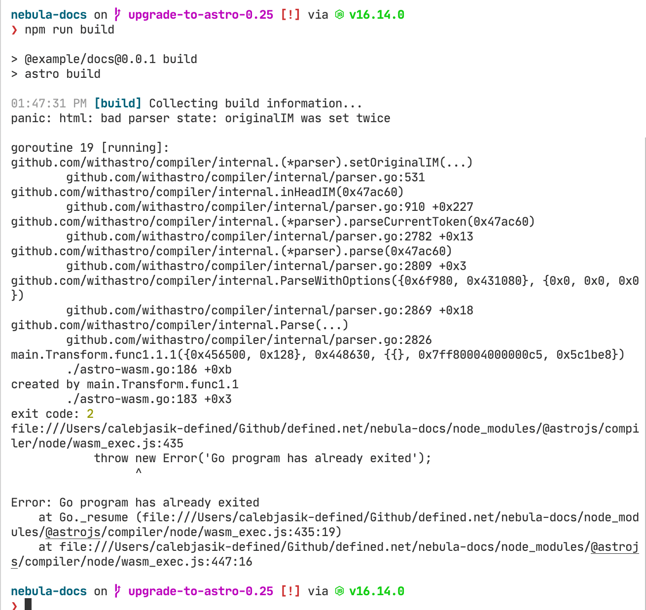 🐛 BUG: `@astrojs/compiler` panic · Issue #365 · withastro/compiler · GitHub