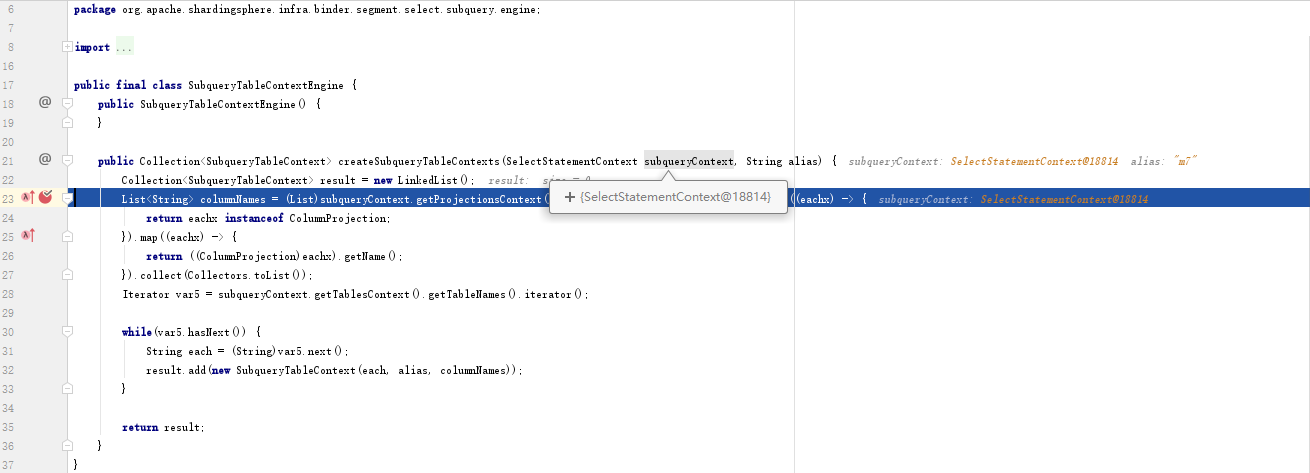 Caused by: java.lang.NullPointerException: null at org.apache.shardingsphere.infra.binder ...