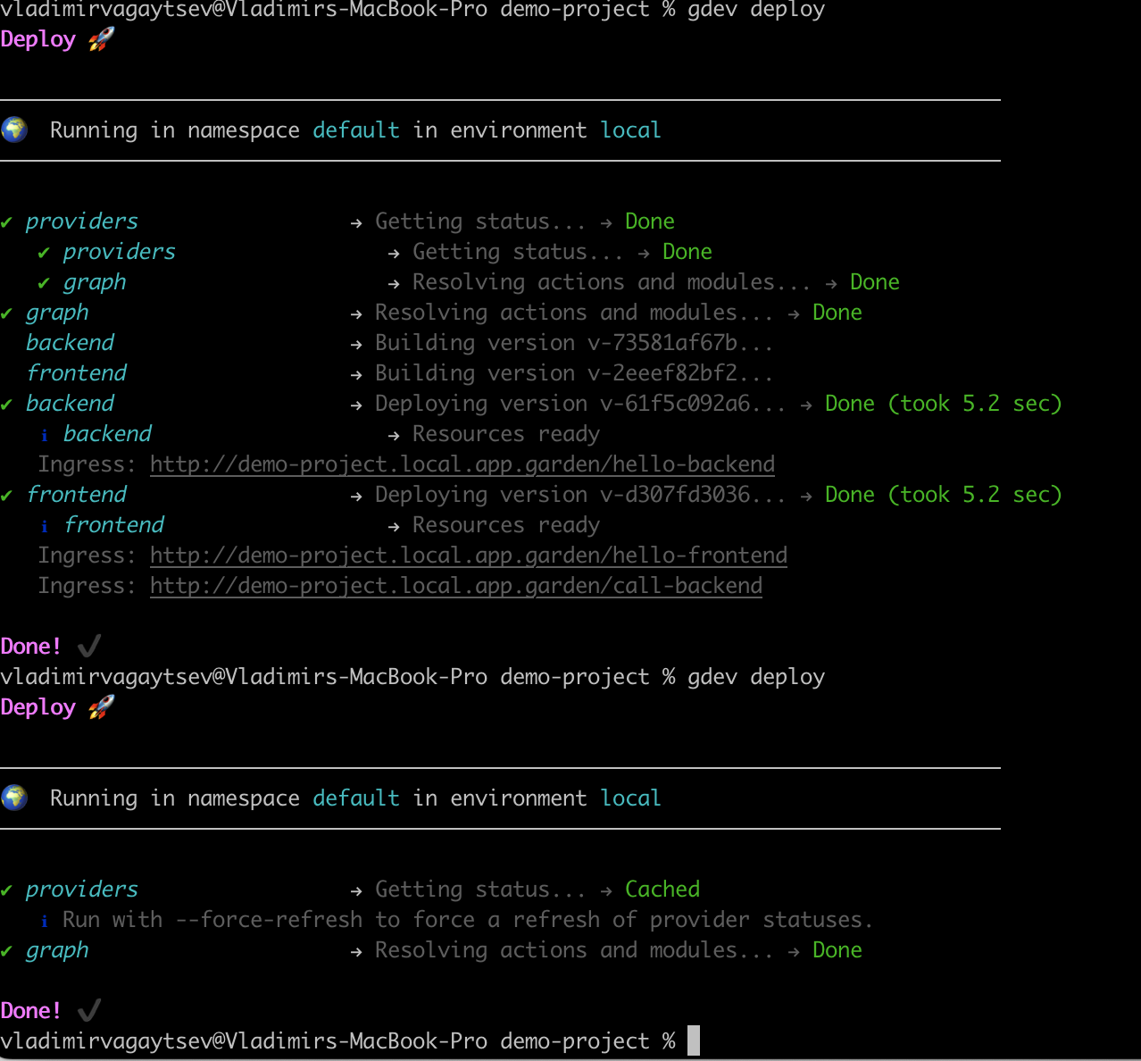 Print "already done" action statuses in console · Issue #3823 · garden-io/garden · GitHub