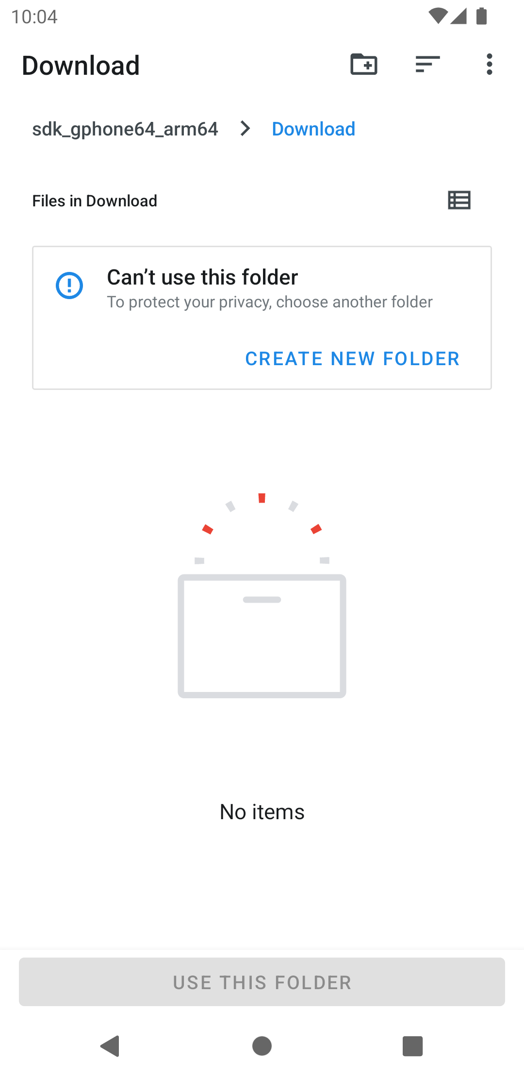 Can't use this folder. To protect your privacy, choose another folder ...