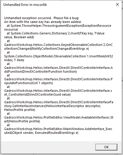 Unhandled Error in mscorlib · Issue #659 · HeliosVirtualCockpit/Helios · GitHub