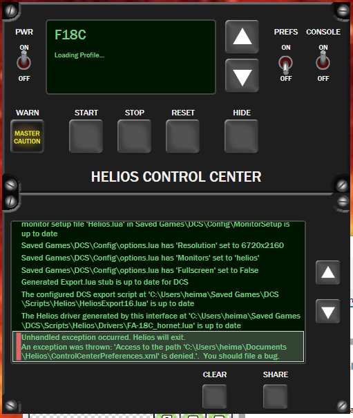 Helios Error Please help · Issue #684 · HeliosVirtualCockpit/Helios · GitHub