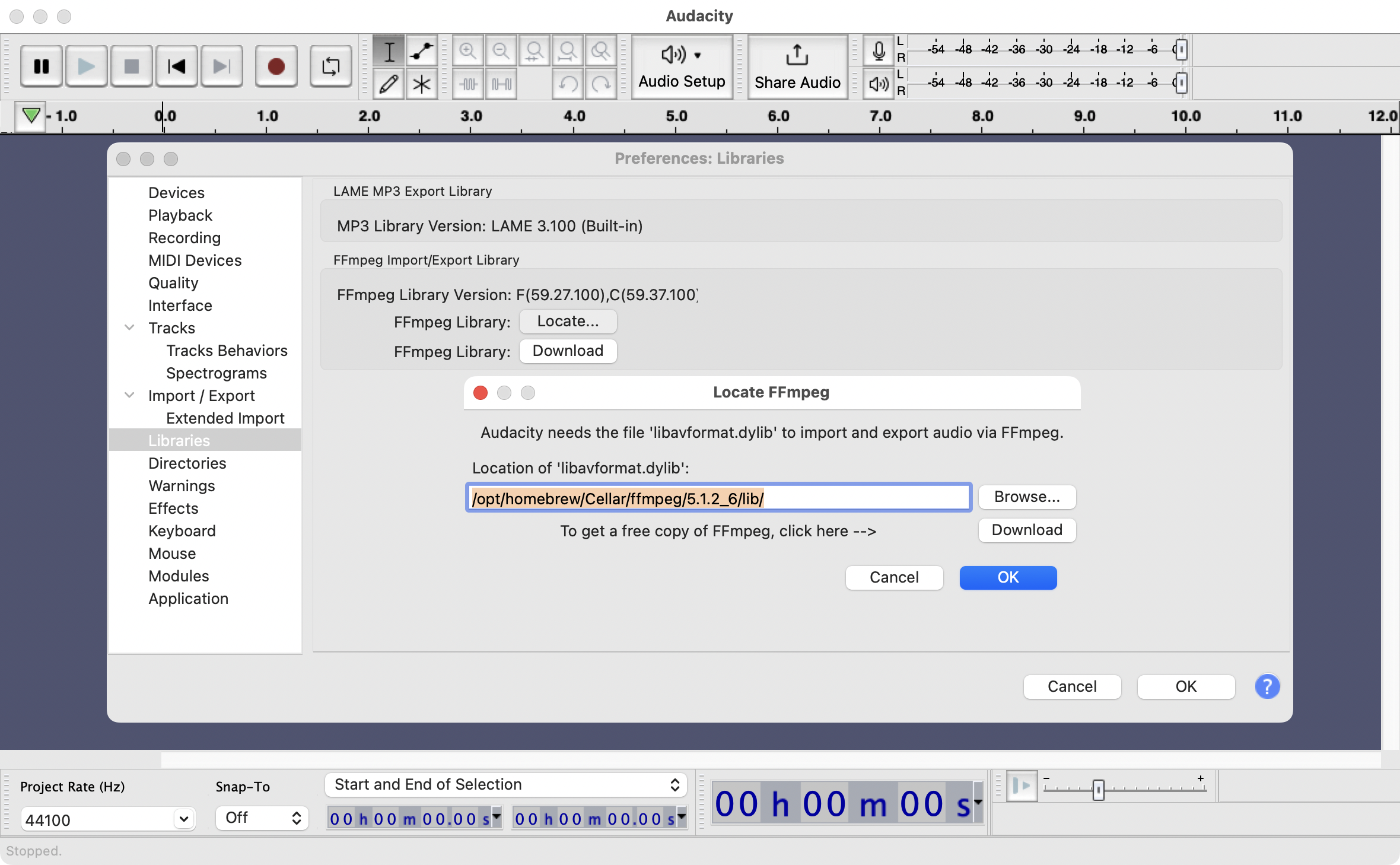 Audacity for macOS does not recognize ffmpeg 6.0 · Issue #4575 · audacity/audacity · GitHub