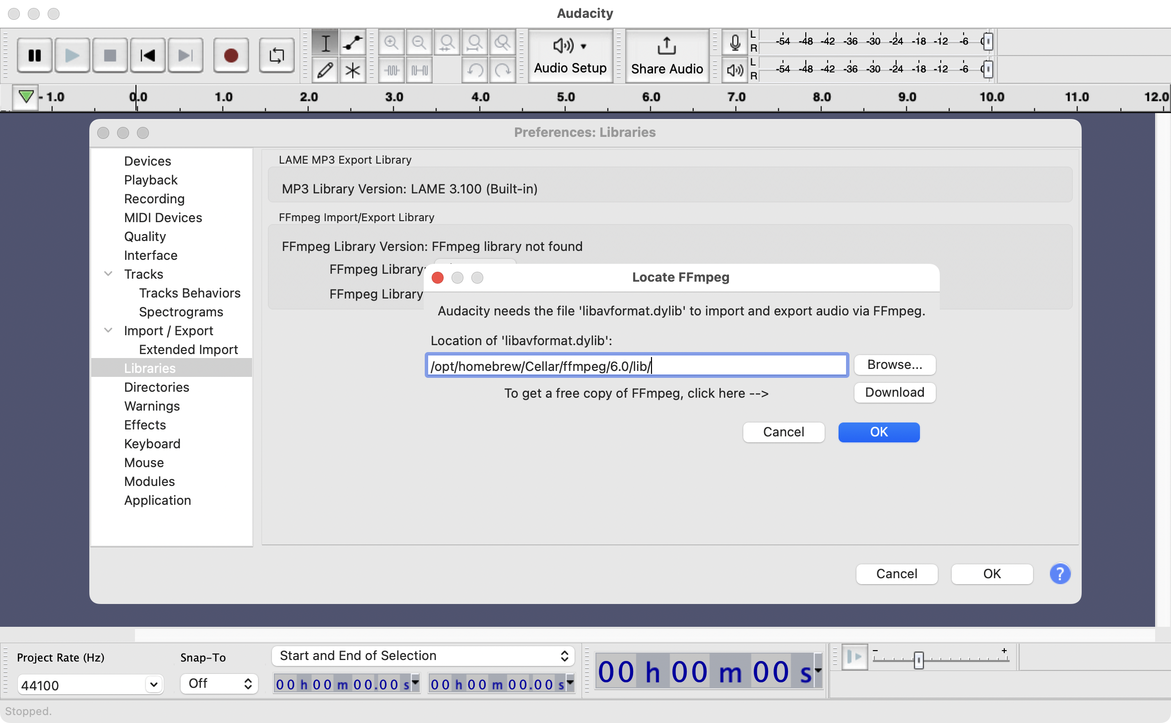 Audacity For Macos Does Not Recognize Ffmpeg 60 · Issue 4575 · Audacityaudacity · Github