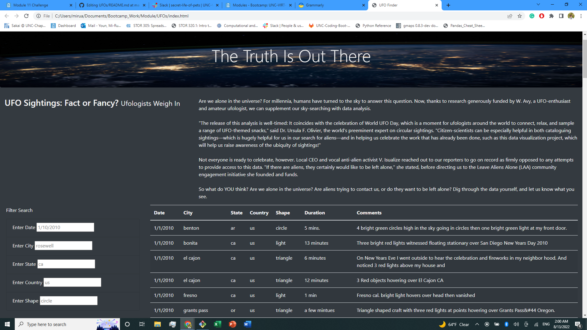 GitHub - miruyoun/UFOs