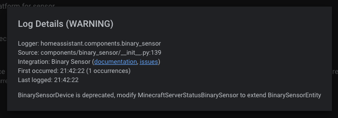 Deprecation warnings in HASS log · Issue #1 · girlpunk/minecraft-home ...