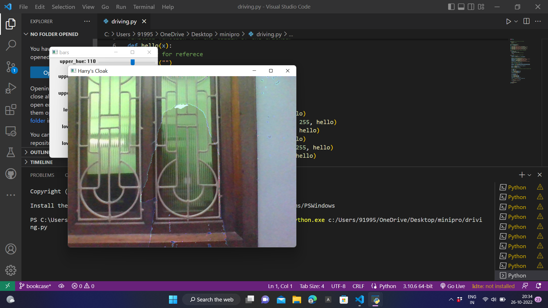Github Namburividyajahnaviharry Potter Cloak Mini Project On Python Using Open Cv And Num Py